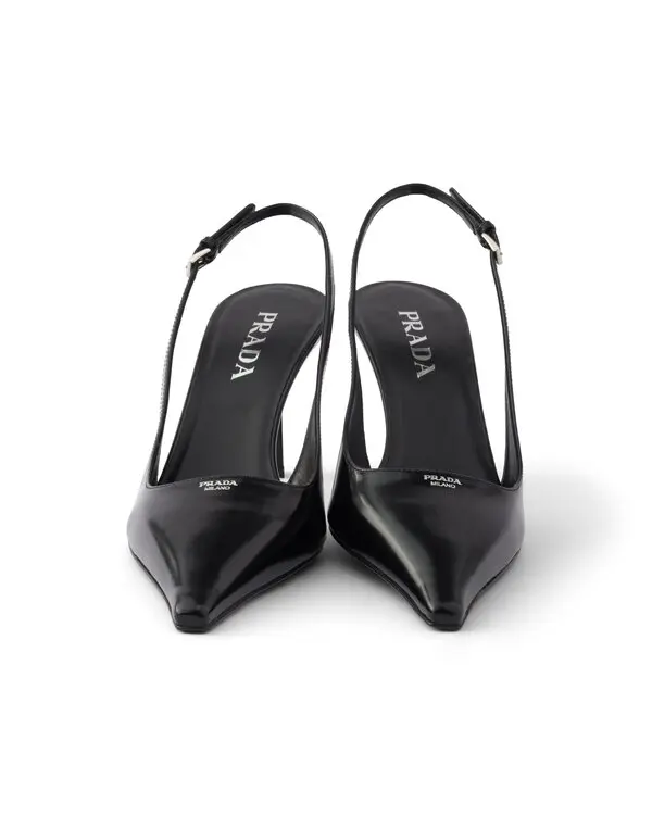 Prada Brushed Leather Slingback Pumps