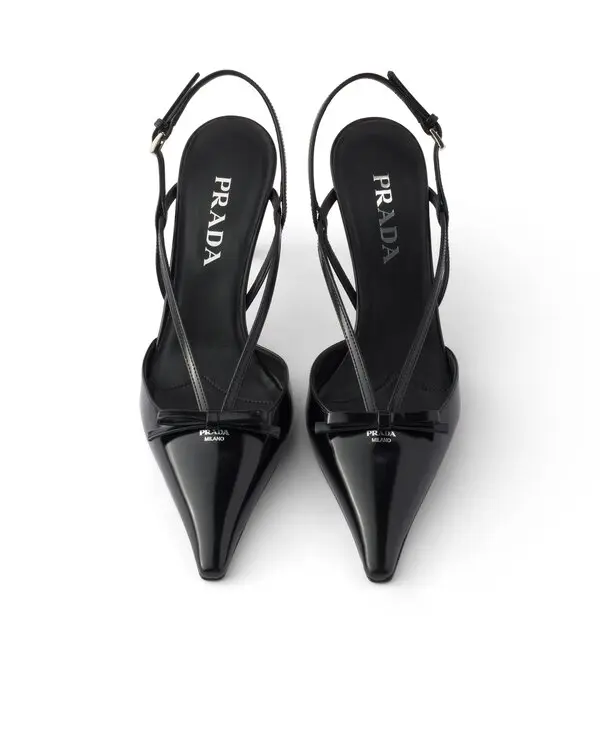 Prada Brushed Leather Slingback Pumps