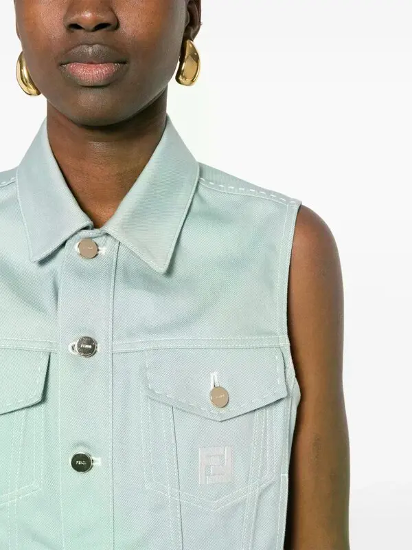 Fendi Ff-motif Denim Gilet