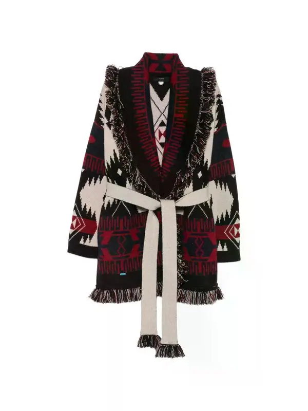 Alanui Jacquard Knitted Coat - Black