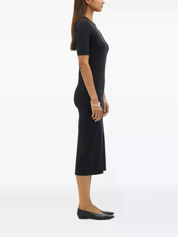 Another Tomorrow Elbow-sleeve Midi Dress