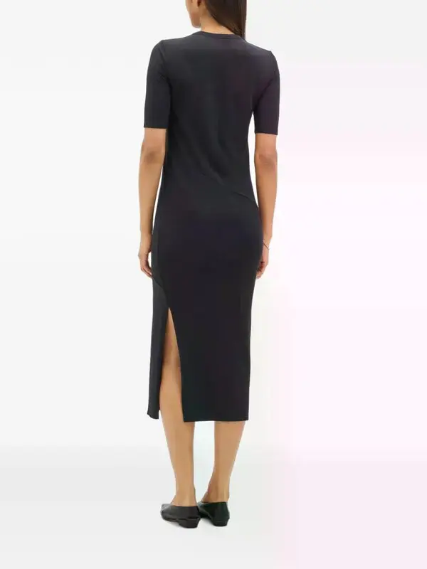 Another Tomorrow Elbow-sleeve Midi Dress