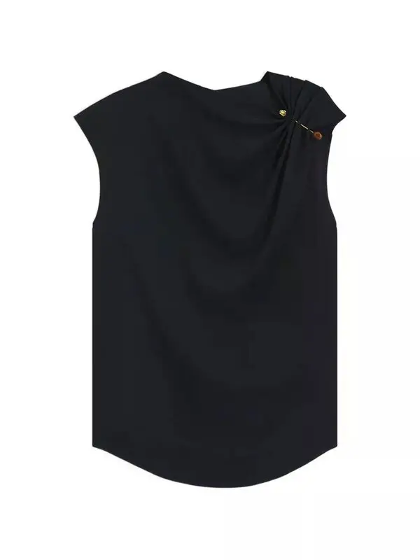 BOSS Draped-detail Sleeveless Blouse - Blue