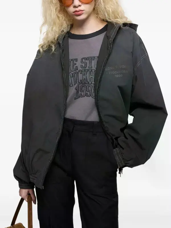 Acne Studios Logo-print Zip-up Hoodie - Black