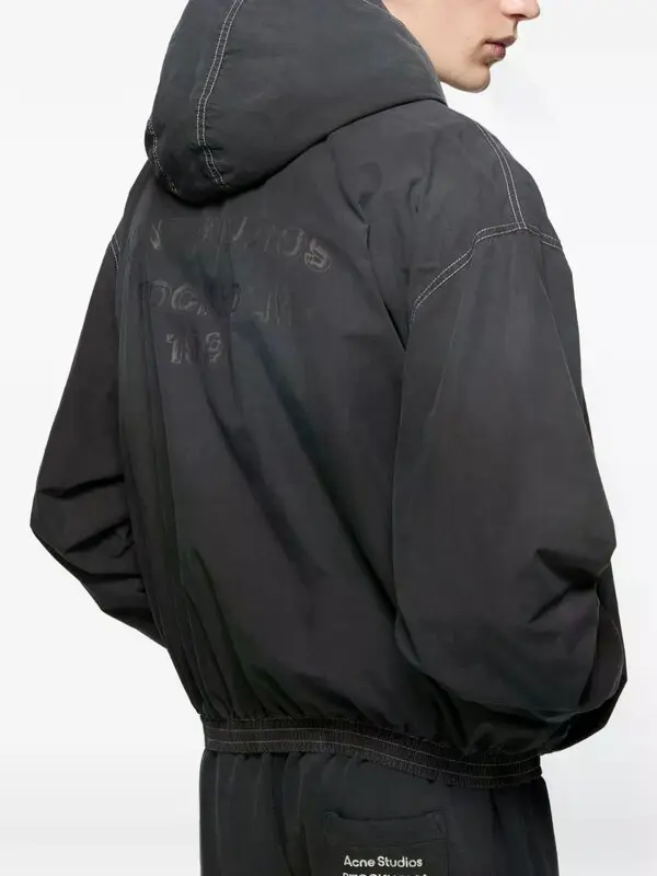 Acne Studios Logo-print Zip-up Hoodie - Black