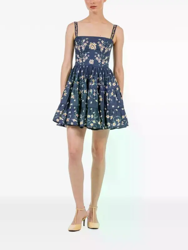 Agua Bendita Lima Promesa Floral-print Mini Dress - Blue