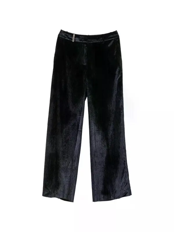Peserico Corduroy-effect Wide-leg Trousers - Black