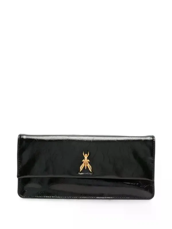 Patrizia Pepe Crinkle-effect Leather Clutch Bags - Black