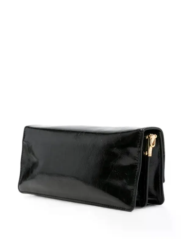 Patrizia Pepe Crinkle-effect Leather Clutch Bags - Black