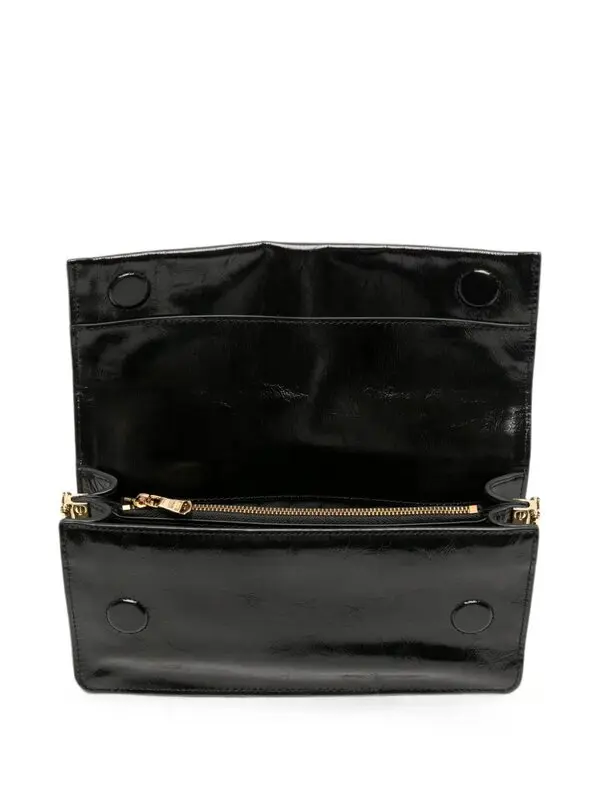 Patrizia Pepe Crinkle-effect Leather Clutch Bags - Black