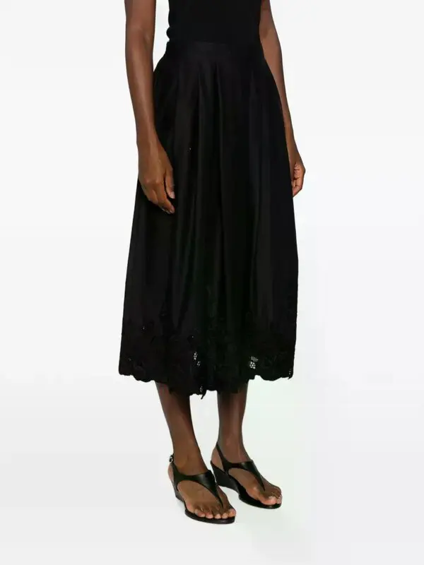 Ermanno Scervino Embroidered Midi Skirt - Black