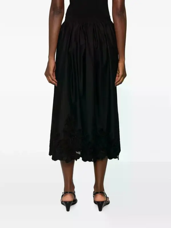 Ermanno Scervino Embroidered Midi Skirt - Black