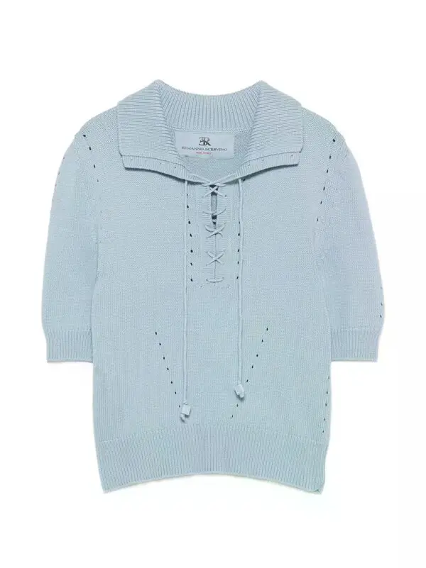 Ermanno Scervino Lace-up Short-sleeve T-shirt - Blue