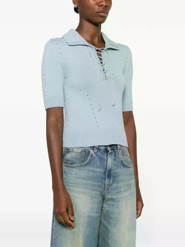 Ermanno Scervino Ribbed Knit Lace-up T-shirt