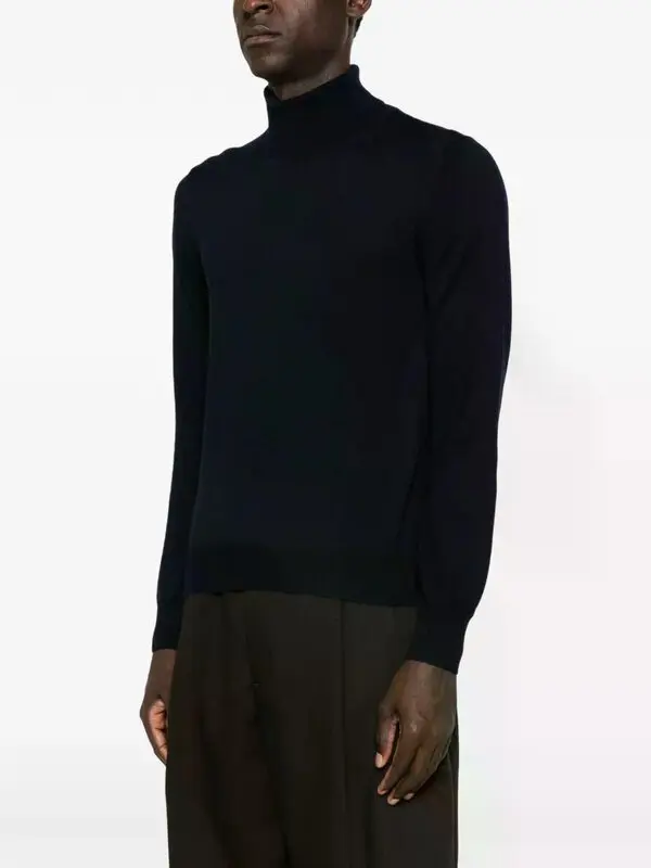 Tagliatore High-neck Wool Sweater - Blue