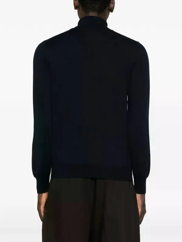Tagliatore High-neck Wool Sweater - Blue