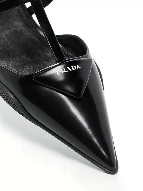 Prada Triangle-logo Flat Leather Pumps
