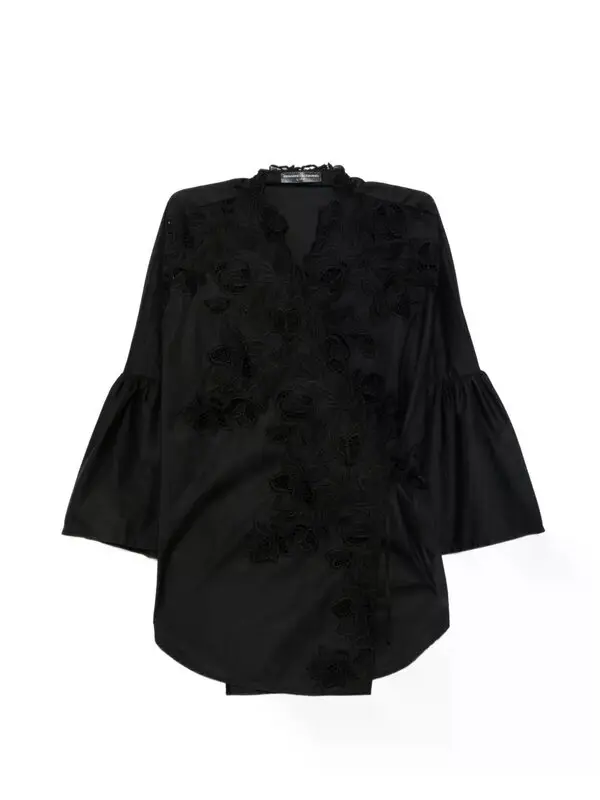 Ermanno Scervino Lace-embellished Ruffled-sleeve Blouse - Black