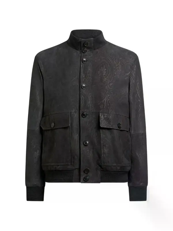 Etro Arnica Paisley-print Suede Bomber Jacket