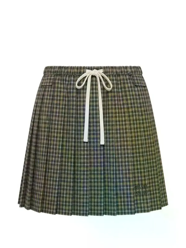 Miu Miu Check-pattern Pleated Mini Skirt