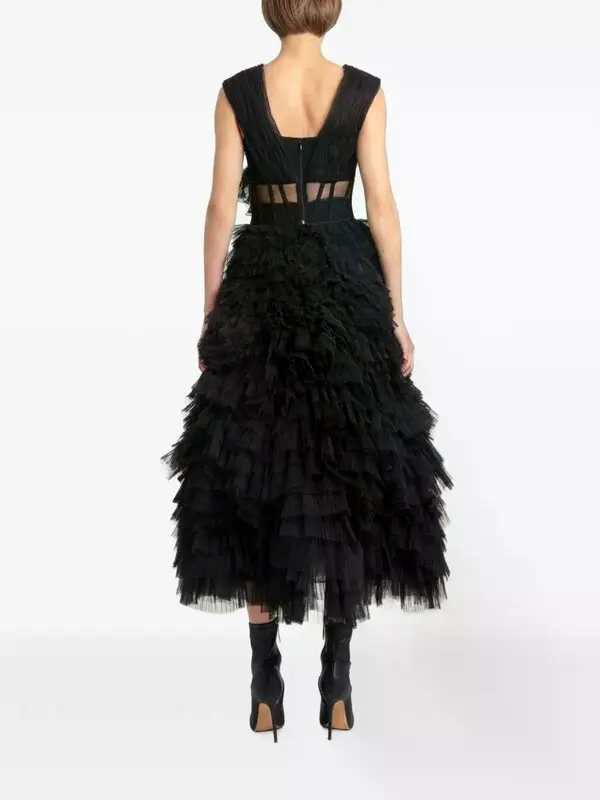 GEMY MAALOUF Ruffled Tulle Midi Skirt