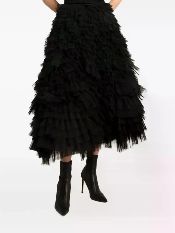GEMY MAALOUF Ruffled Tulle Midi Skirt