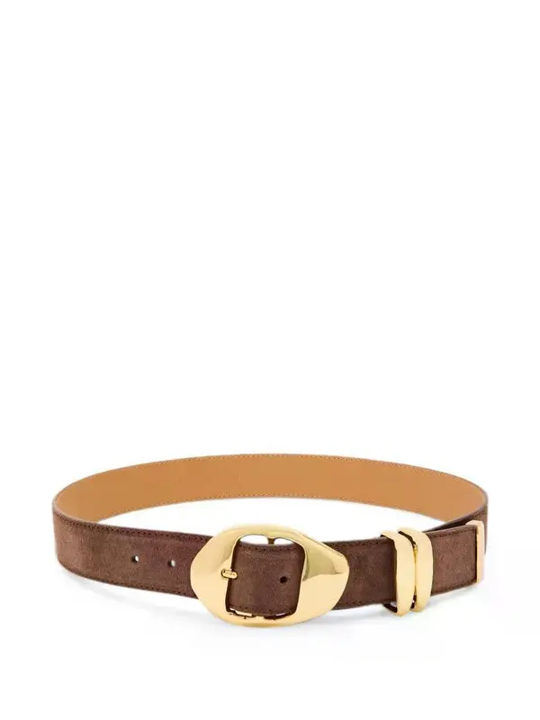 AMANU The Grumeti Suede Sculptural-buckle Belt - Brown