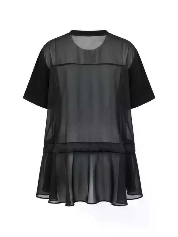 Sacai Graphic-print Sheer-panel T-shirt