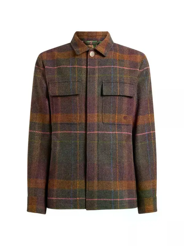 Etro Madras Wool And Cashmere Shirt Jacket
