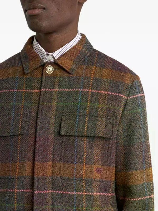 Etro Madras Wool And Cashmere Shirt Jacket