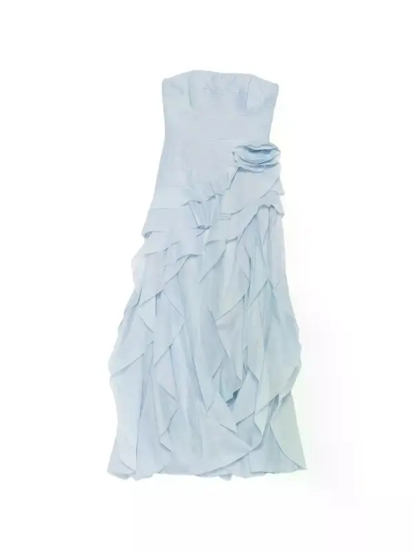 Aje Ruffled Strapless Dress - Blue