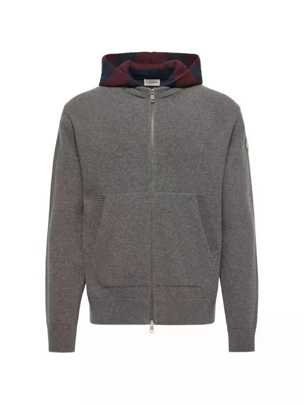 Moncler Zip-up Striped Hoodie - Grey