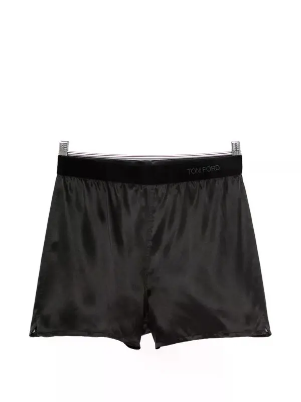 TOM FORD Logo-waistband Silk Shorts - Black