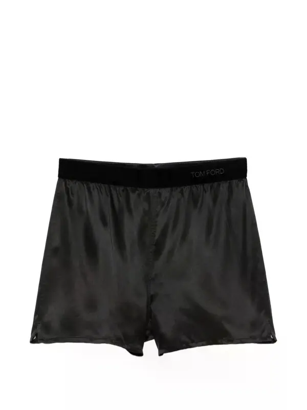 TOM FORD Logo Waistband Silk Shorts - Black