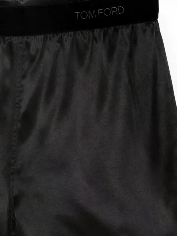 TOM FORD Logo Waistband Silk Shorts - Black
