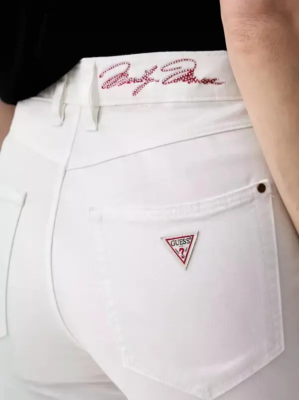 Guess Cropped Jeans With Rhinestone Embellishment