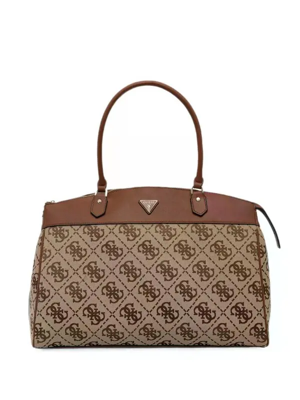 Guess Monogram-print Logo-plaque Tote Bag - Neutrals