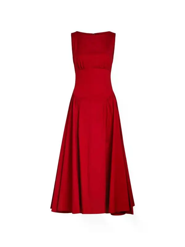 Staud Midi Flared Cotton Dress - Red