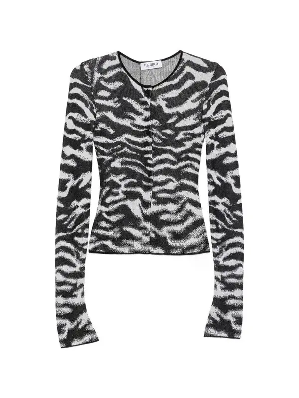 Attico Zebra-print Long-sleeve Cardigan - Black