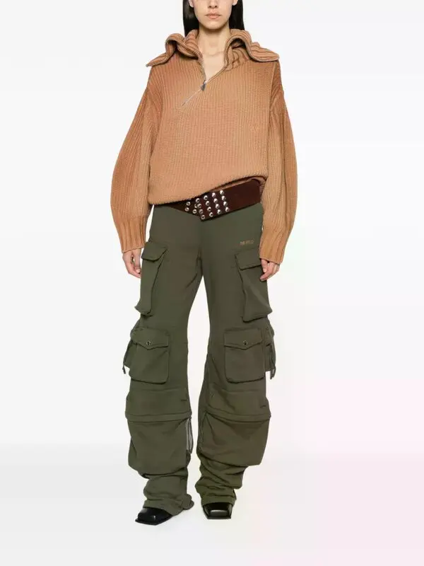 Attico Ribbed Zip-up Collar Knit