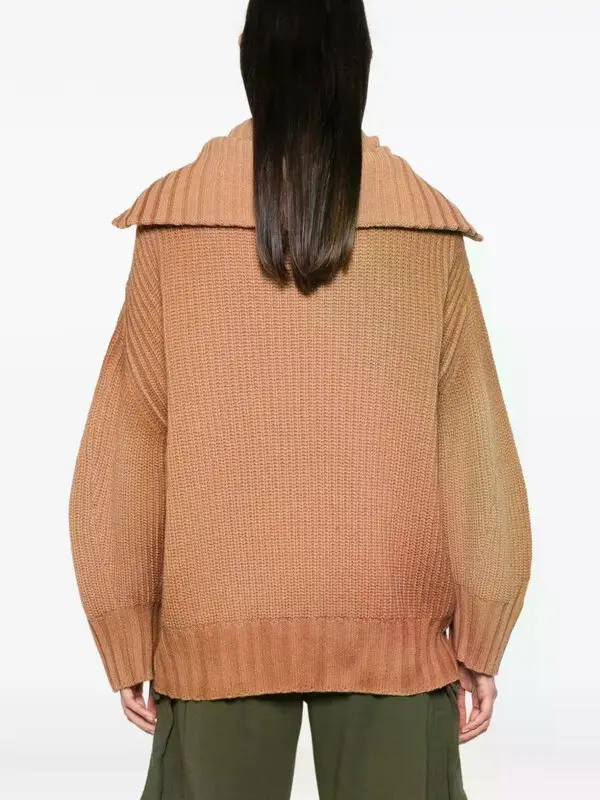 Attico Ribbed Zip-up Collar Knit