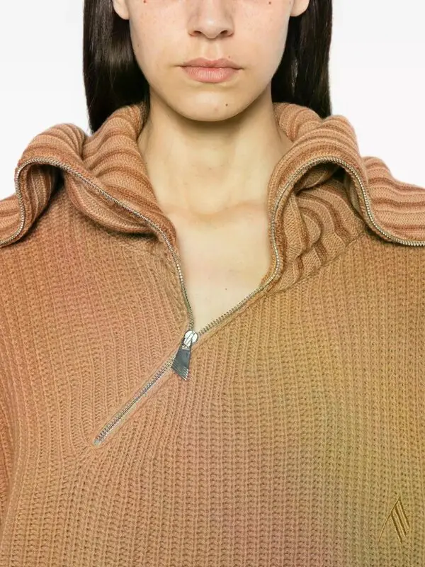 Attico Ribbed Zip-up Collar Knit