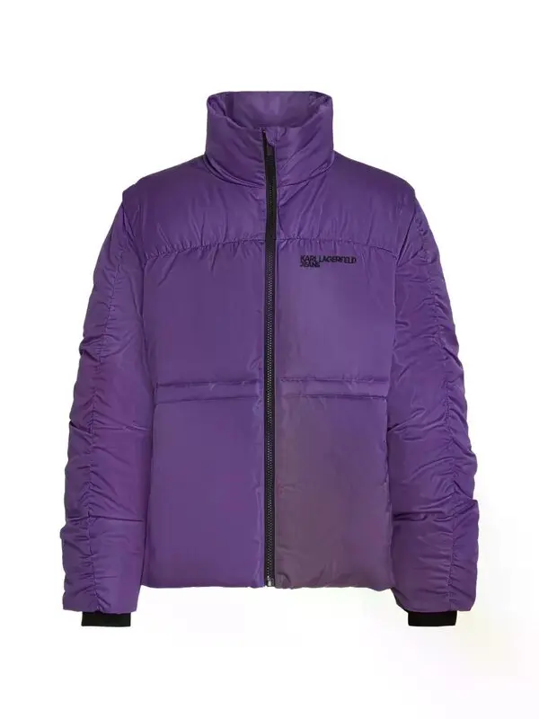 Karl Lagerfeld Ruched-detail Puffer Jacket - Purple