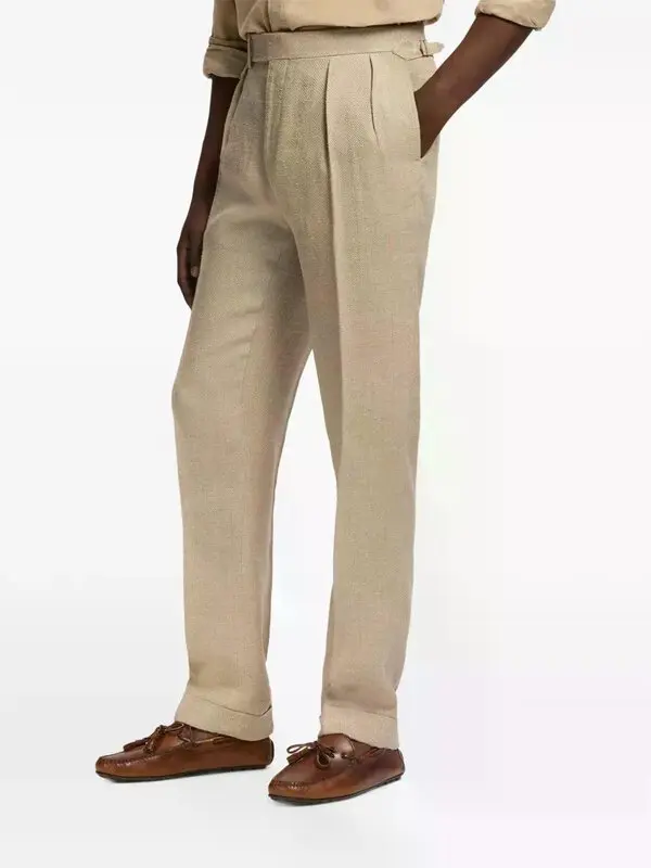 Ralph Lauren Purple Label Gregory Double-pleated Herringbone Trousers