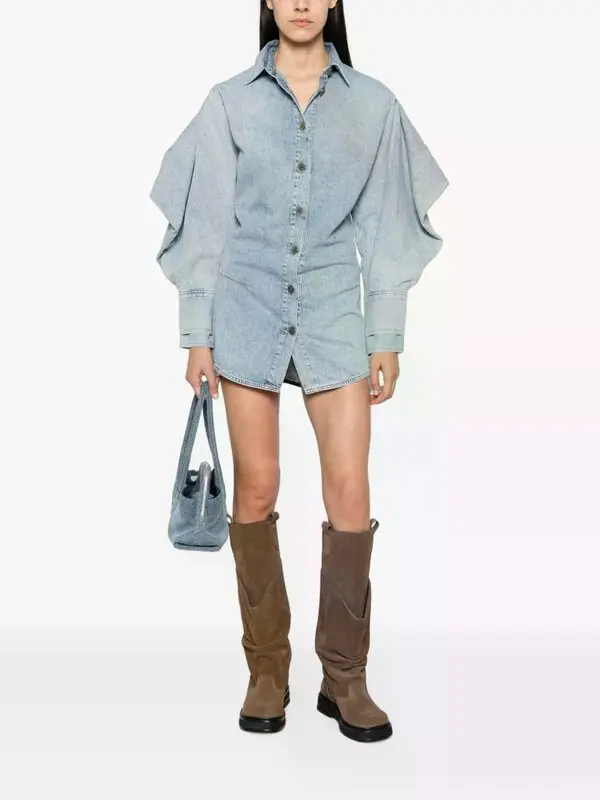 Attico Ruffled Long-sleeve Mini Dress