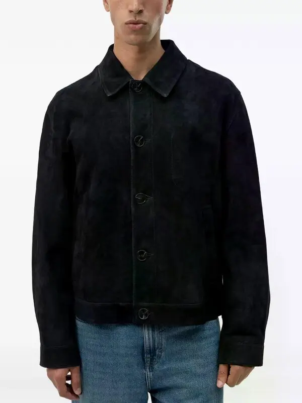 Hugo Suede Jacket With Stitched Breast-pocket Detail
