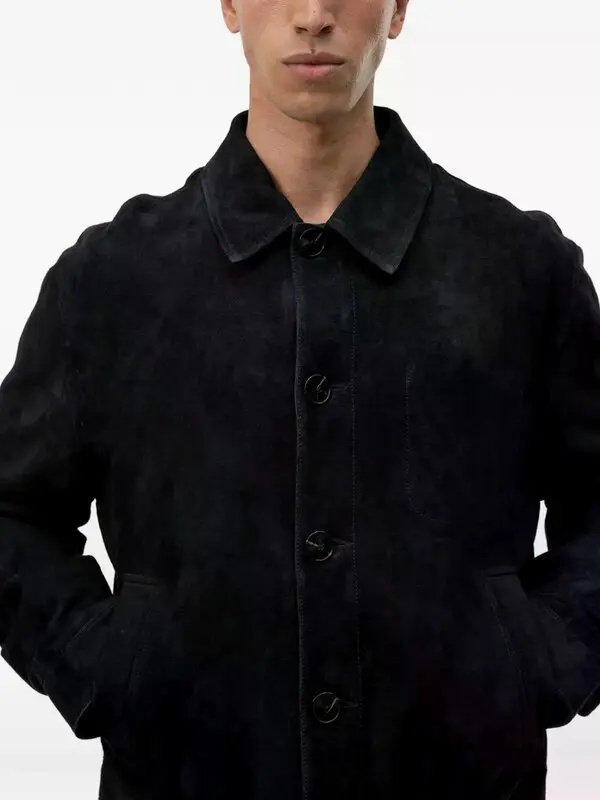 Hugo Suede Jacket With Stitched Breast-pocket Detail