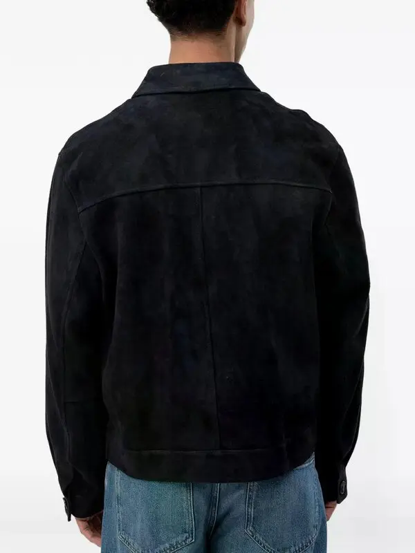 Hugo Suede Jacket With Stitched Breast-pocket Detail
