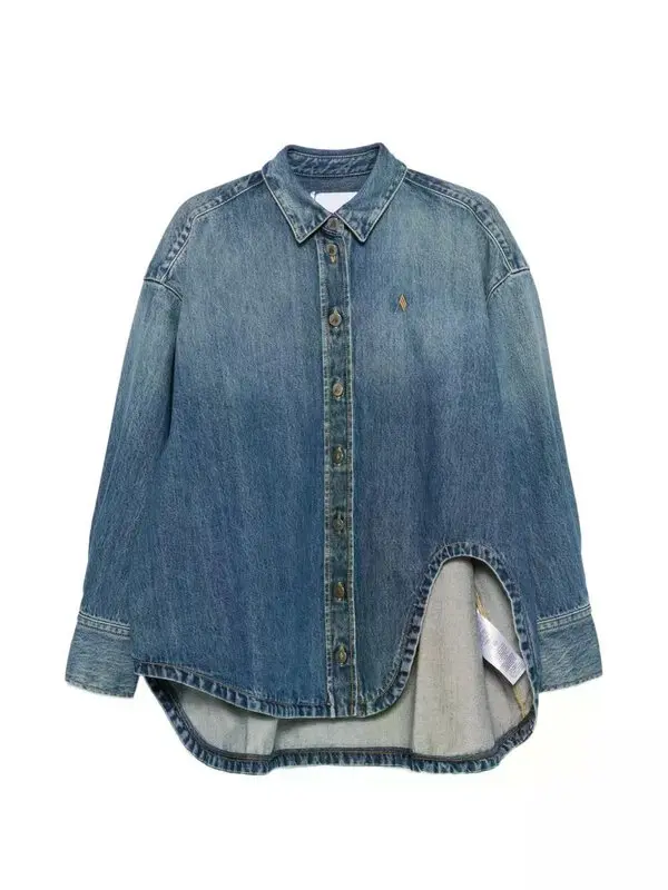 Attico Asymmetric-hem Denim Shirt - Blue