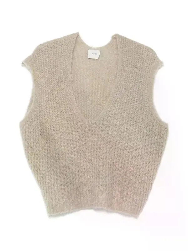 ALYSI Ribbed-knit V-neck Sweater Vest - Neutrals